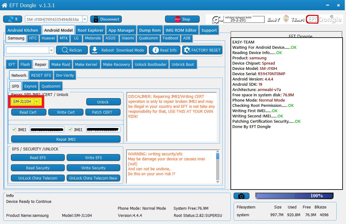 SM-J110H IMEI repair Done by EFT Dongle - GSM-Forum