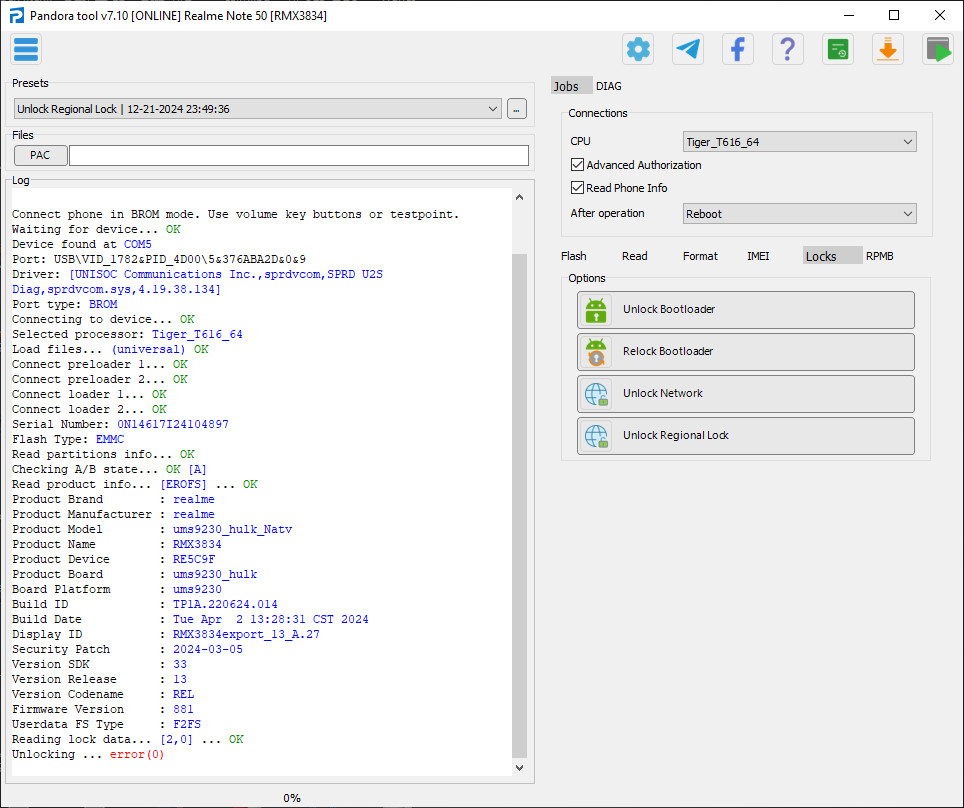 Realme RMX3834 (Realme Note 50) Regional unlock failed [Answered] - GSM ...