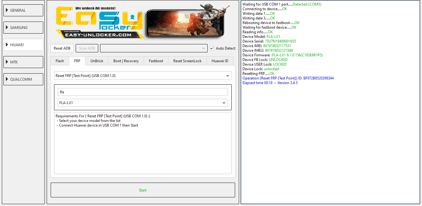 FLA-LX1 9.1.0 FRP RESET Done by EFT Pro (test point) - GSM-Forum